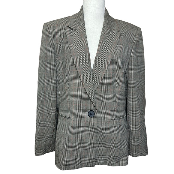 Kasper | Jackets & Coats | 25 Kasper Khaki Black Red Herringbone Plaid ...